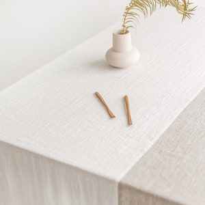 Color Block Natural Light Linen Tablecloth, Natural Soft Linen ...