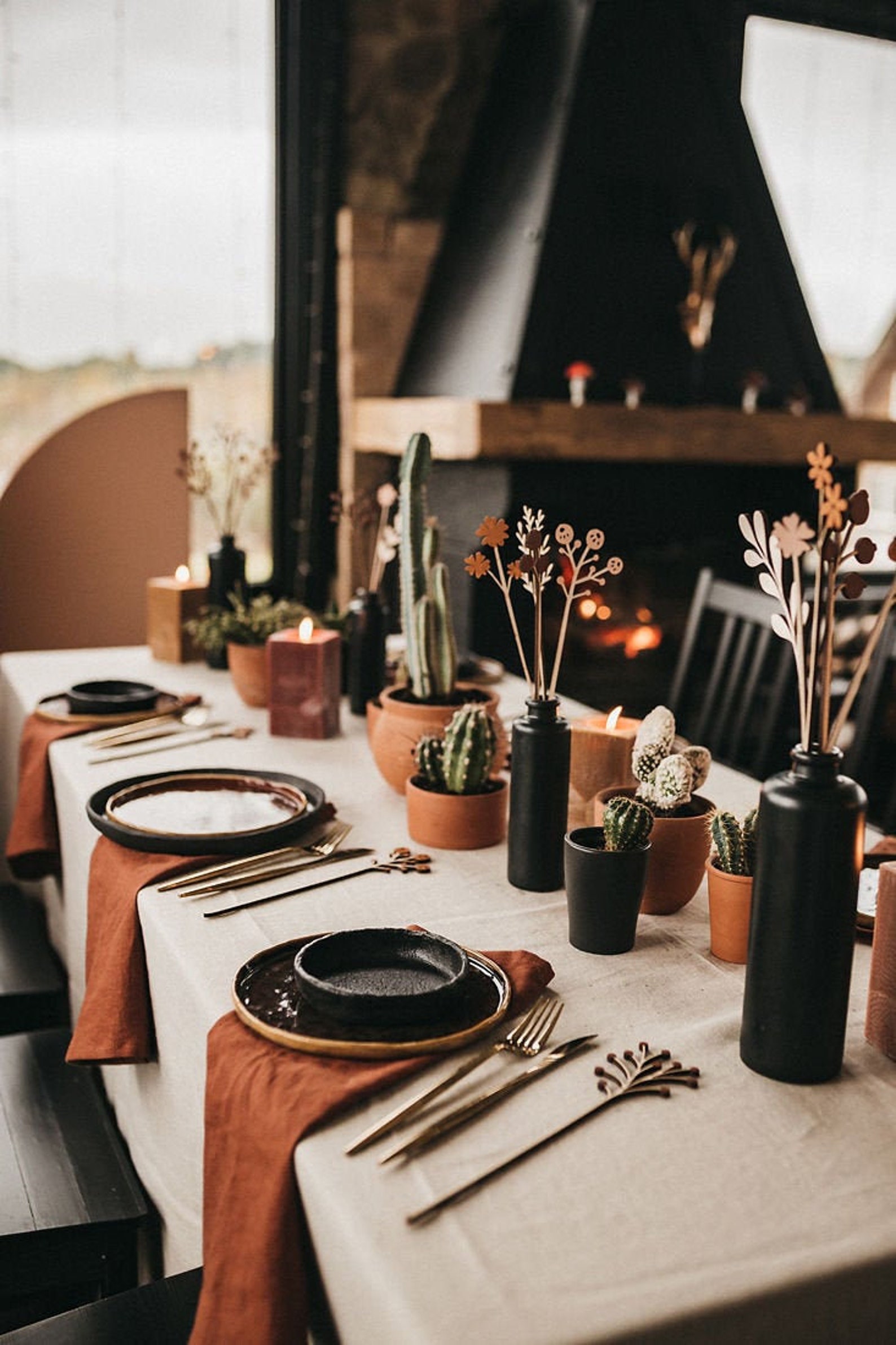 Set of Natural Linen Tablecloth and 4 Napkins,linen Tablecloth and ...