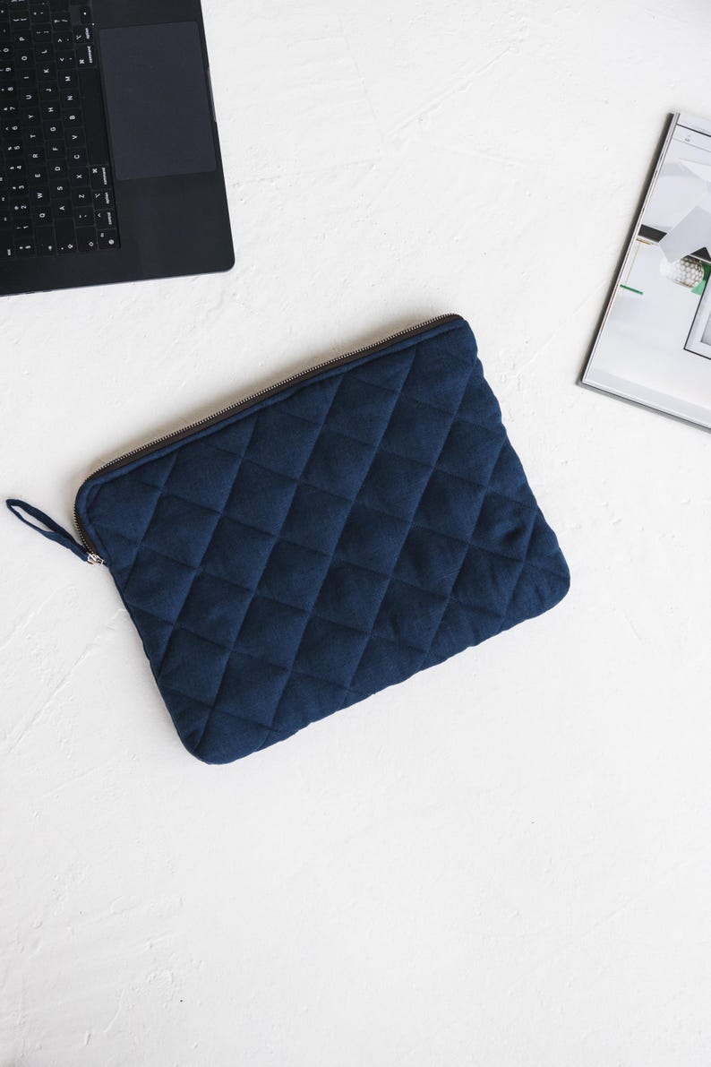 Linen Laptop Sleeve,linen Computer Case,quilted Linen MacBook Case ...