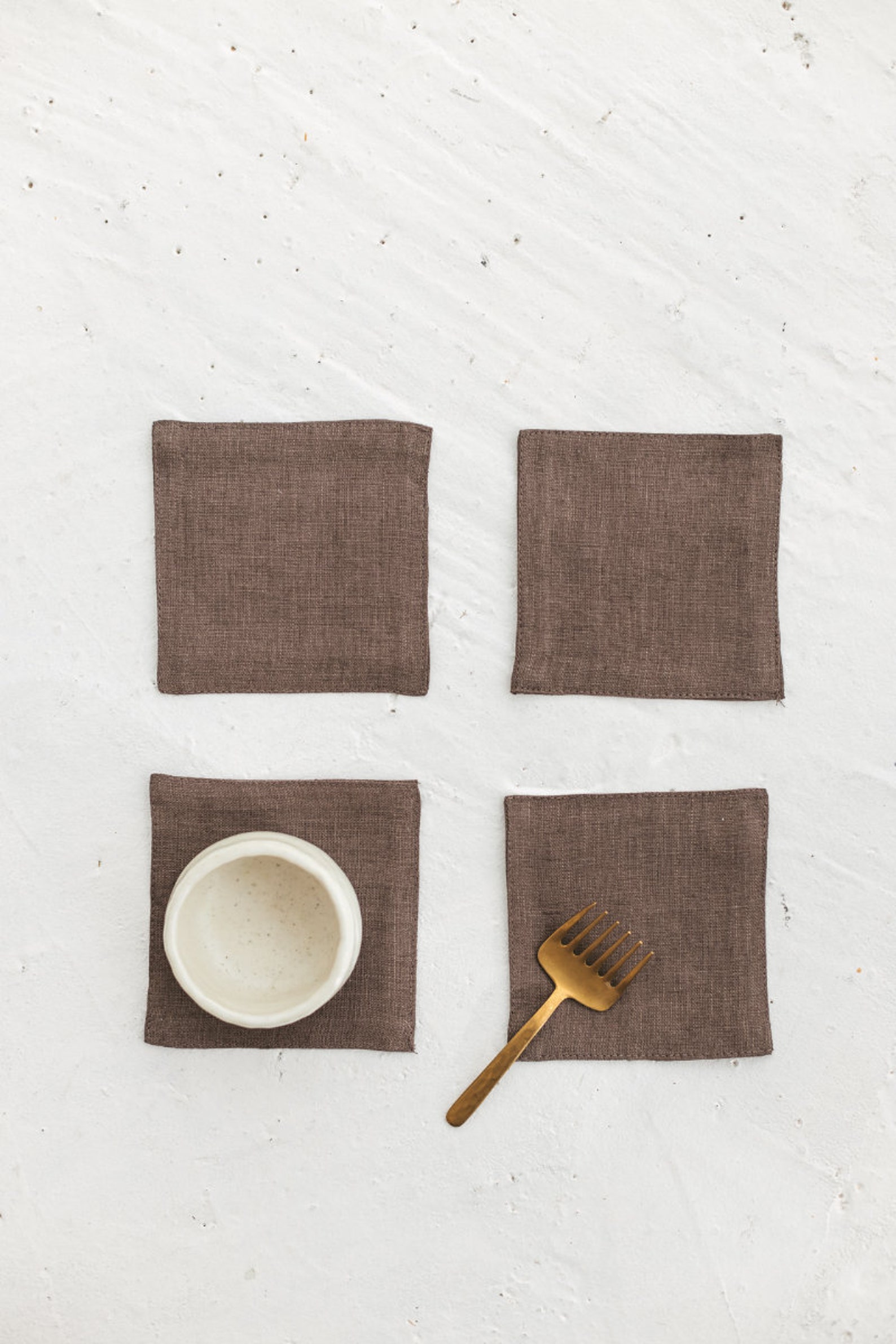 Dark Green Linen Coasters Set, Linen Mug Coasters, Linen Cup Coaster ...