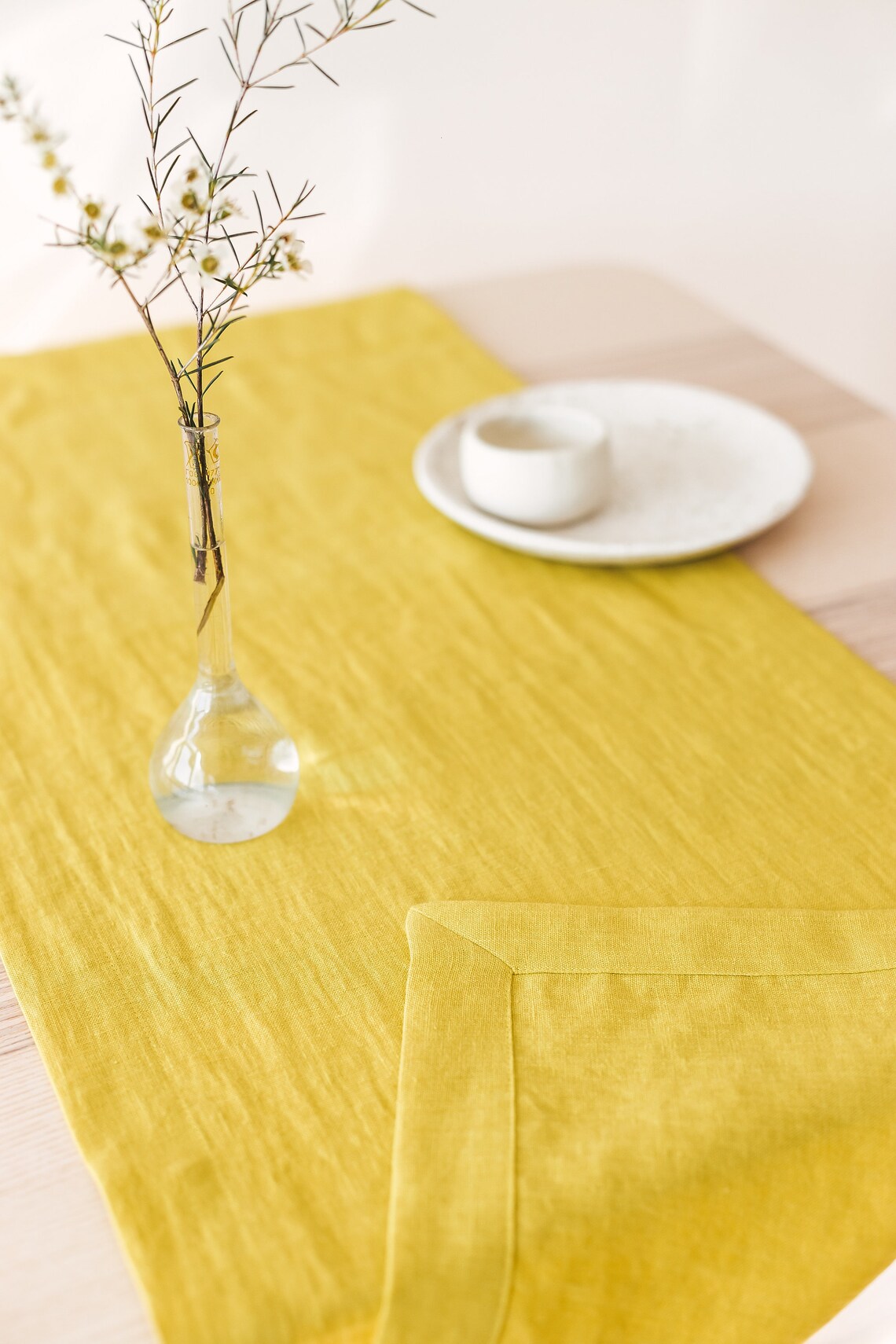 Chartreuse Yellow Linen Table Runner Various Colors Natural - Etsy