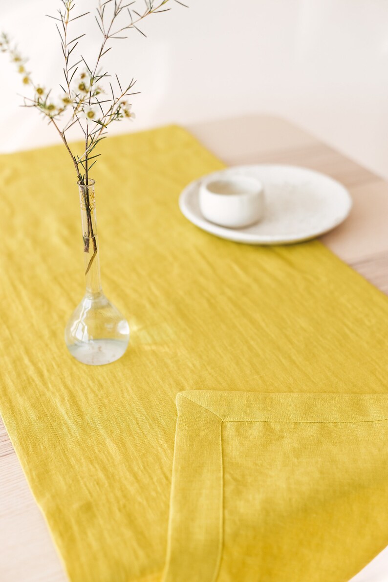 Chartreuse Yellow Linen Table Runner Various Colors Natural - Etsy