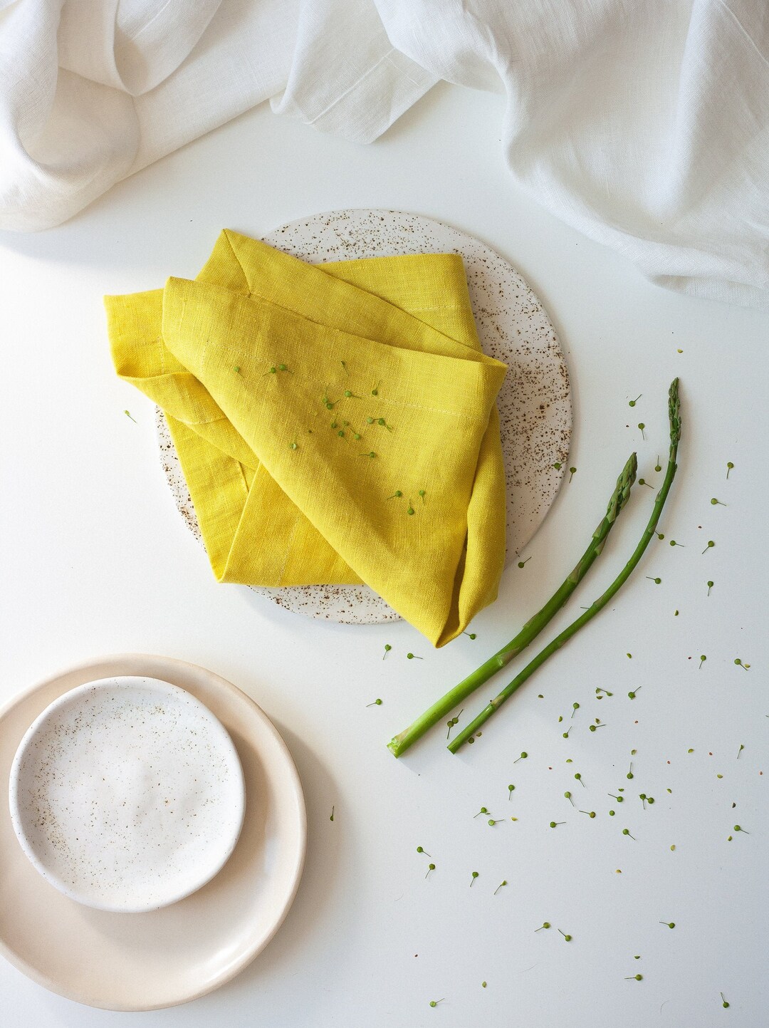 Soft Yellow Linen Napkins Set, Bright Yellow Linen Napkins, Mitered ...