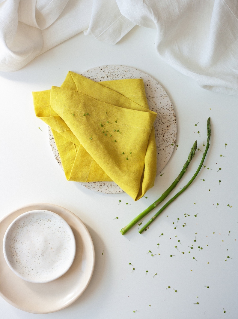 Soft Yellow Linen Napkins Set Bright Yellow Linen Napkins - Etsy