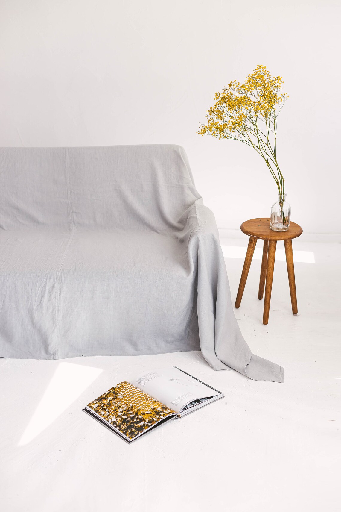 Cloud Grey Linen Couch Cover Linen Drop Cloth Couch Cover - Etsy