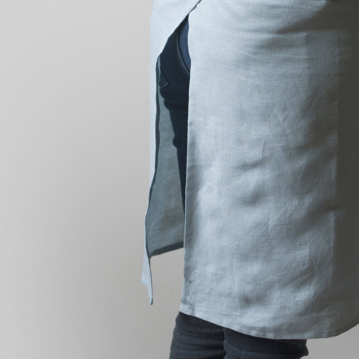 Blue Linen Apronlinen Half Aproncafe Apronunisex Linen - Etsy