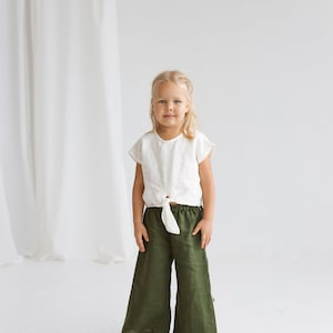 Girls Linen Culottes, Unisex Linen Pants Kids, Linen Culotte Pants ...