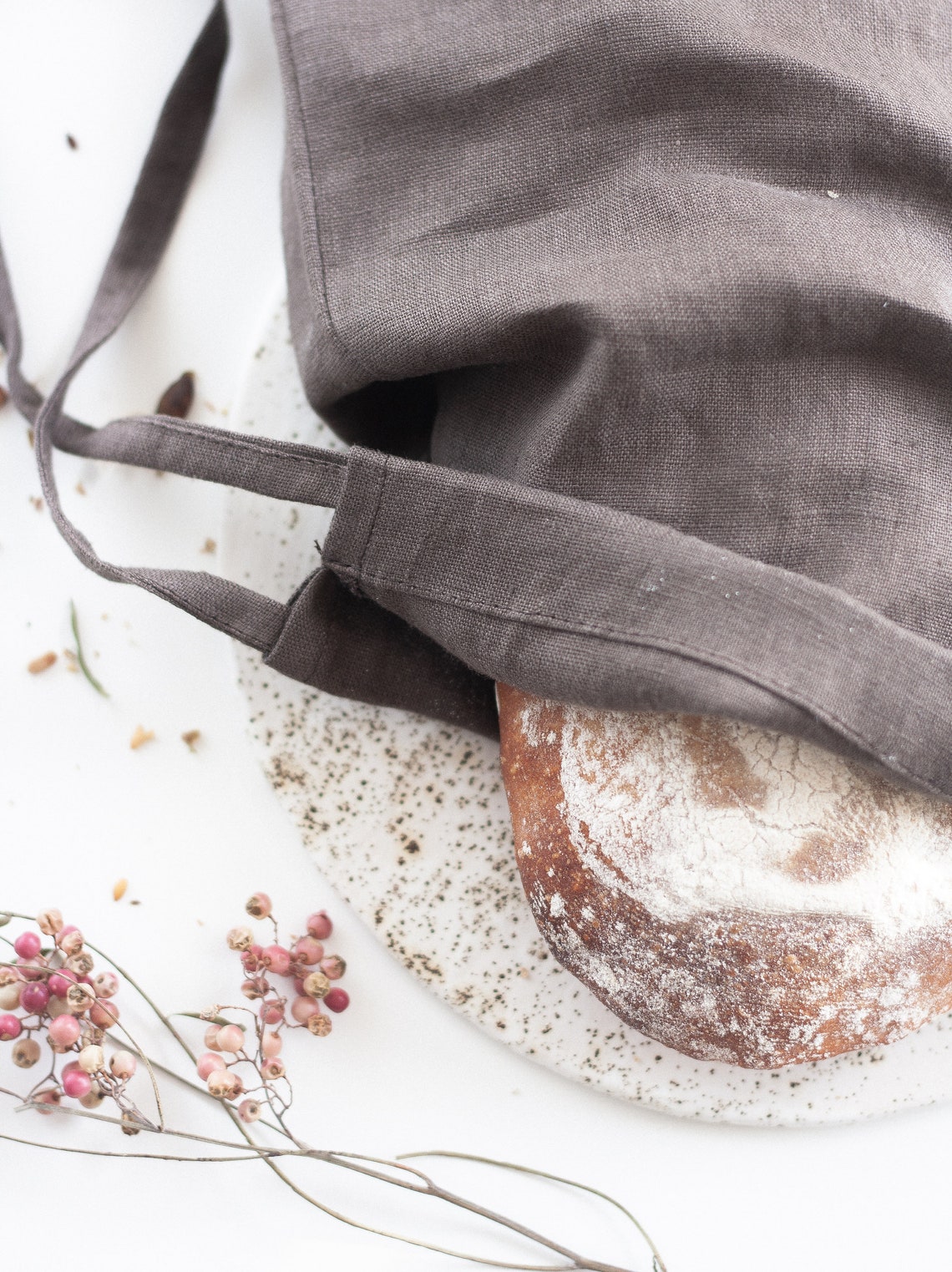 Light Grey Linen Bread Bag Set Linen Bread Storage Bag | Etsy