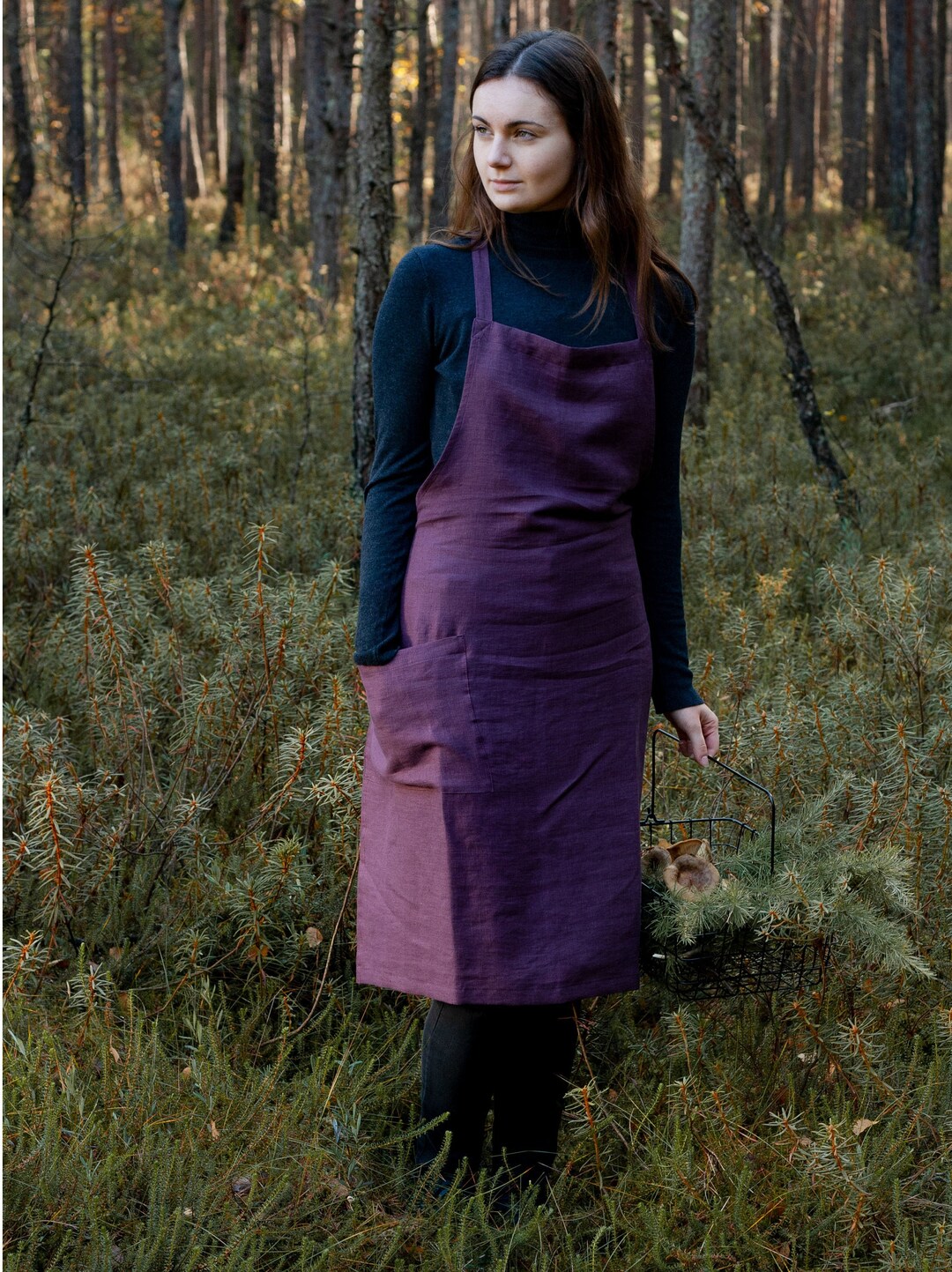 Softened Full Linen Apron With Pocket , Chef Traditional Linen Apron ...