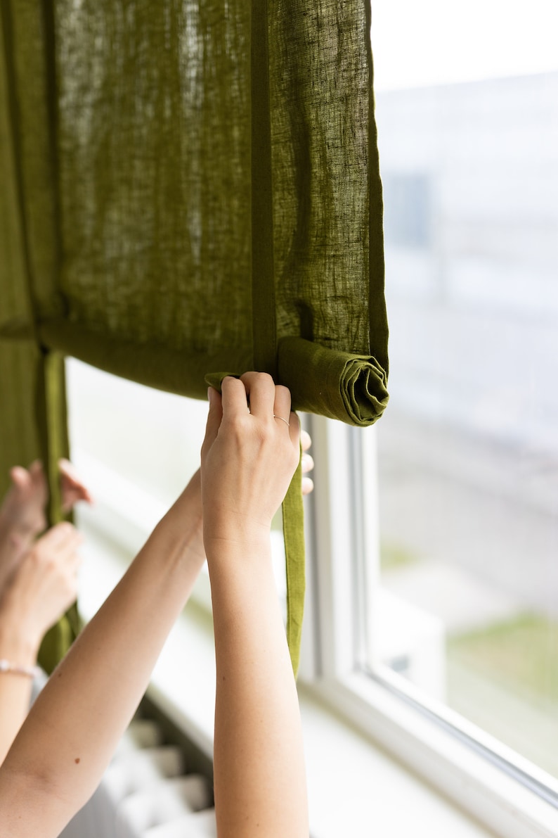 27''/70cm Wide Moss Green Linen Roll up Blind Linen - Etsy