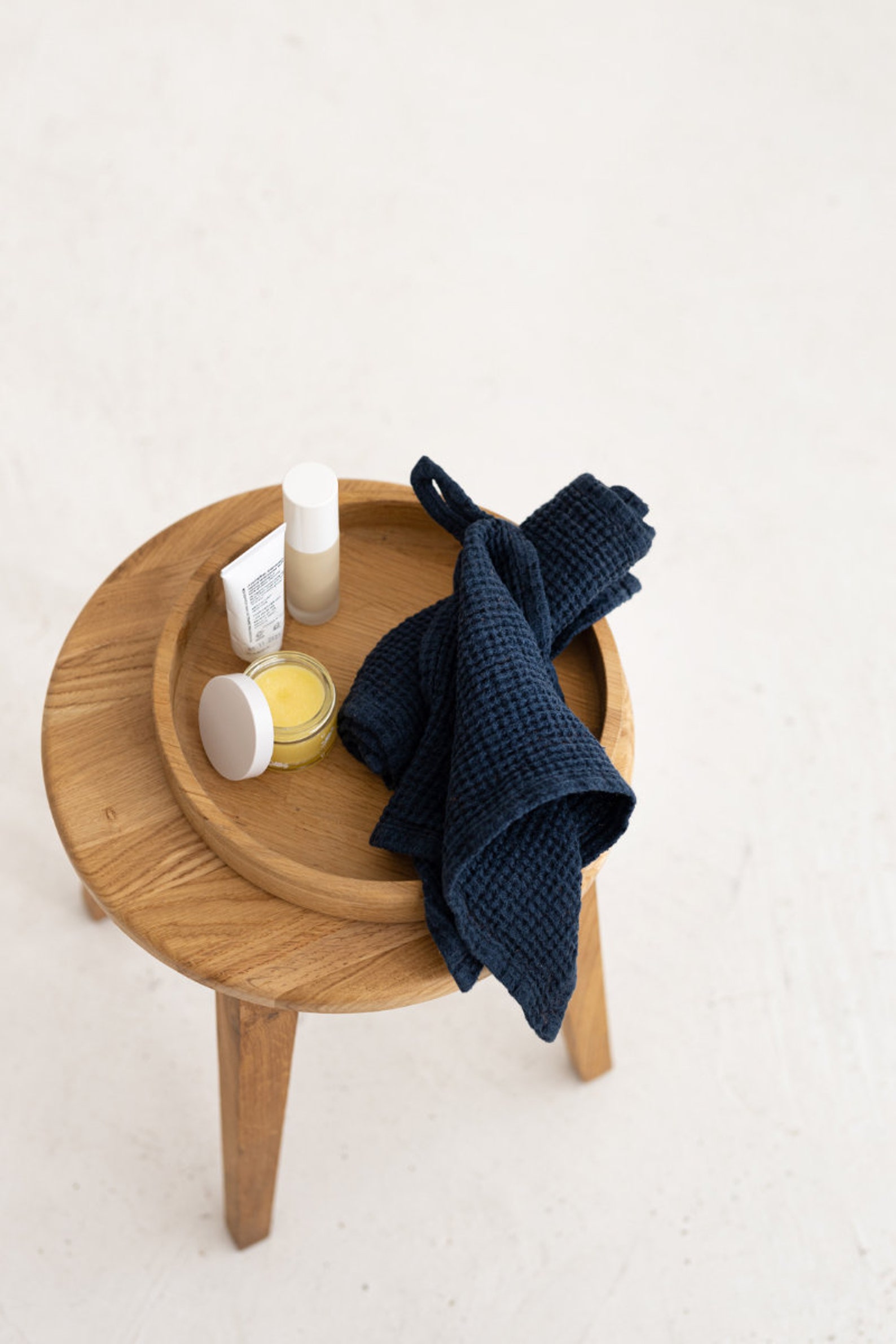 Linen Face Cloth Set of 2, Waffle Linen Face Towel, Compact Foldable ...