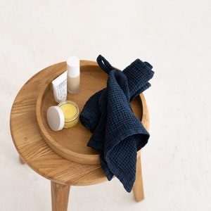 Linen Face Cloth Set of 2, Waffle Linen Face Towel, Compact Foldable ...