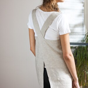 Natural Linen Pinafore With Pocket , Full Apron Linen Pinafore , Gift ...