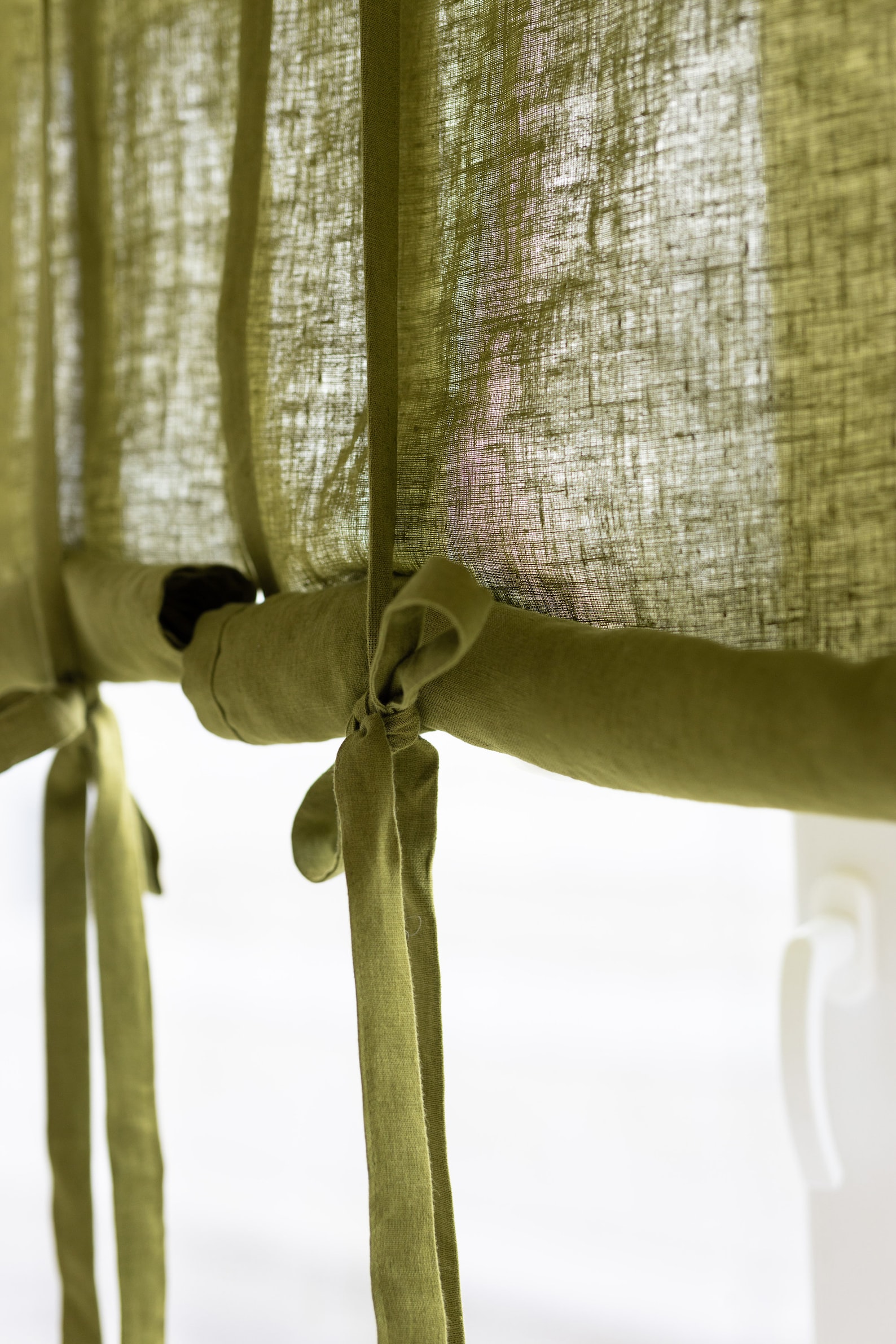 27''/70cm Wide Moss Green Linen Roll up Blind, Linen Window Blind With ...