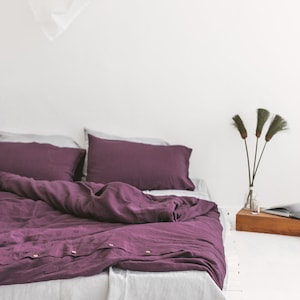 Linen Duvet Cover With Buttons, Custom Size Duvet Cover, Buttoned Linen ...