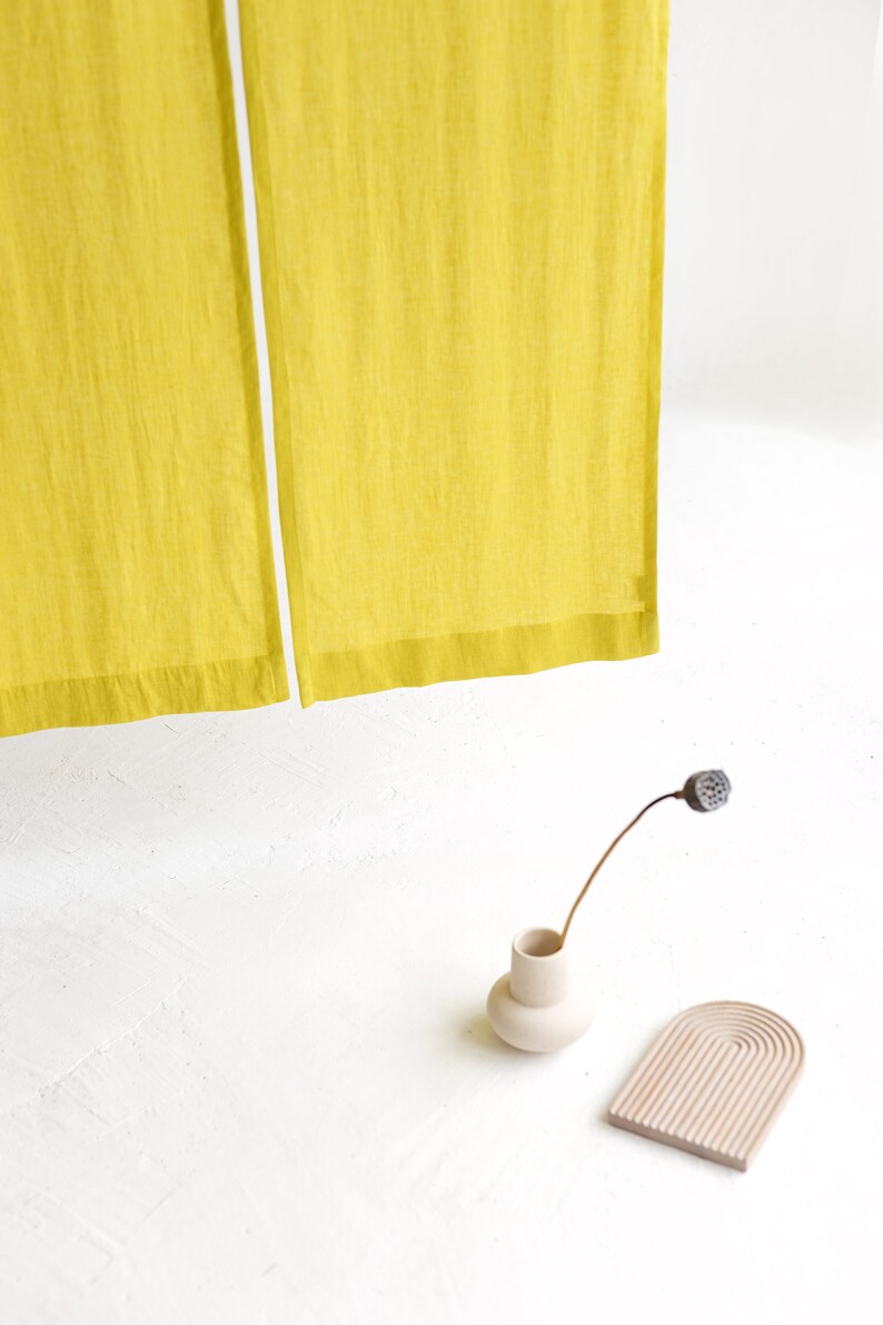Chartreuse Yellow Linen Noren Curtain Japanese Linen Noren - Etsy