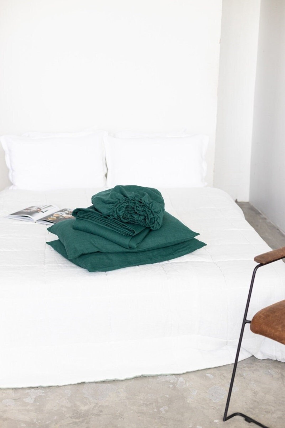 Emerald Linen Sheet Set,linen Sheets and Pillowcases Set,set of Linen ...