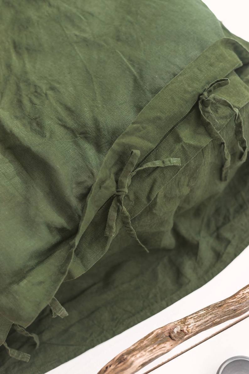 Green Linen Duvet Cover and Pillowcases, Dark Green Linen Bedding Set ...