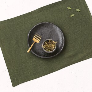 Chartreuse Yellow Linen Table Mats Set, Softened Linen Placemats, Set ...