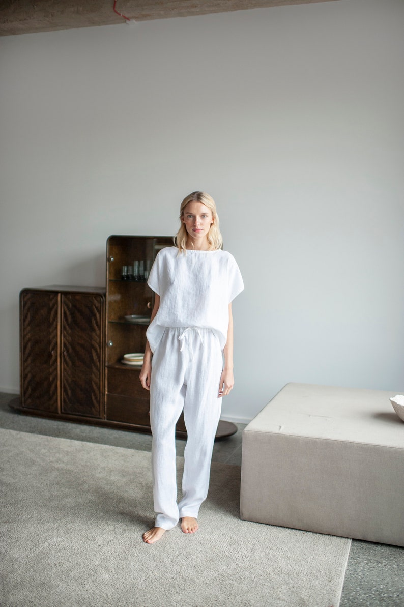 Linen Pajama Pants for Woman, Linen Loungewear Pants, Straight Linen ...