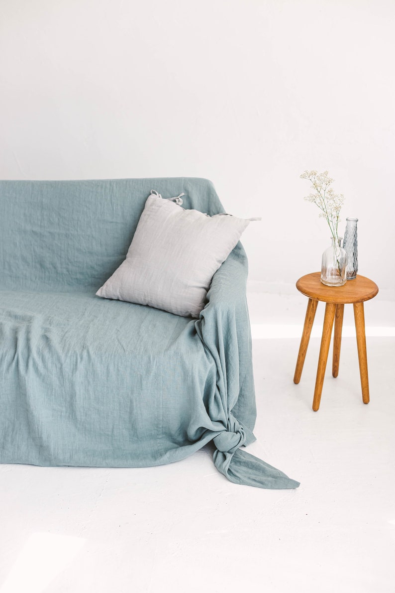 Mustard Linen Couch Cover, Linen Drop Cloth Couch Cover, Natural Sofa ...