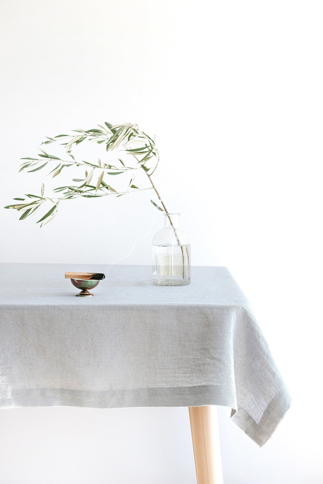 Cloud Grey Linen Tablecloth, Soft Linen Tablecloth, Linen Handmade ...