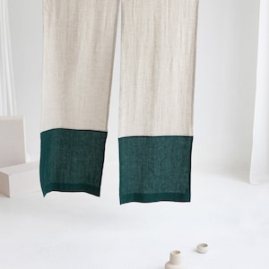 Emerald Color Block Linen Noren Curtain, Japanese Linen Noren, Japanese ...