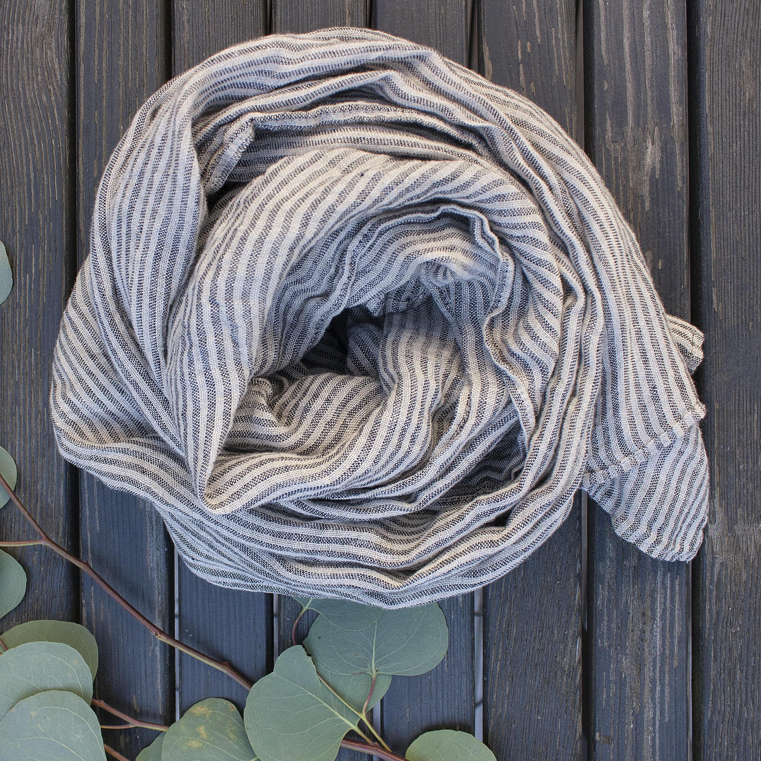 Striped linen scarf store