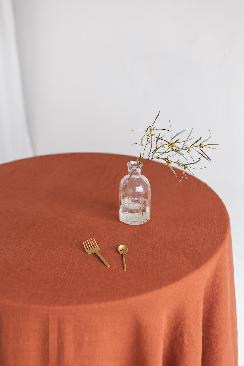 Rust Round Linen Tableclothlarge Round Linen Table - Etsy