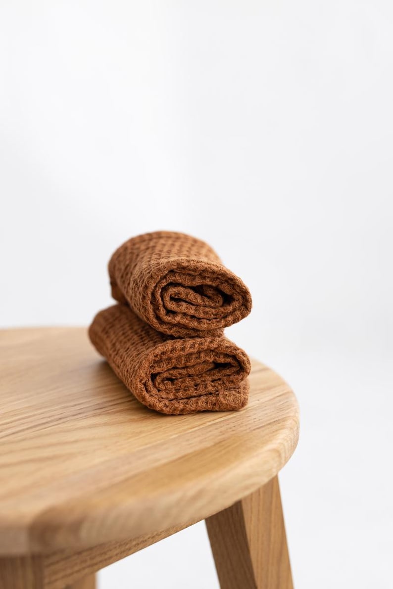 Linen Face Cloth Set of 2, Waffle Linen Face Towel, Compact Foldable ...