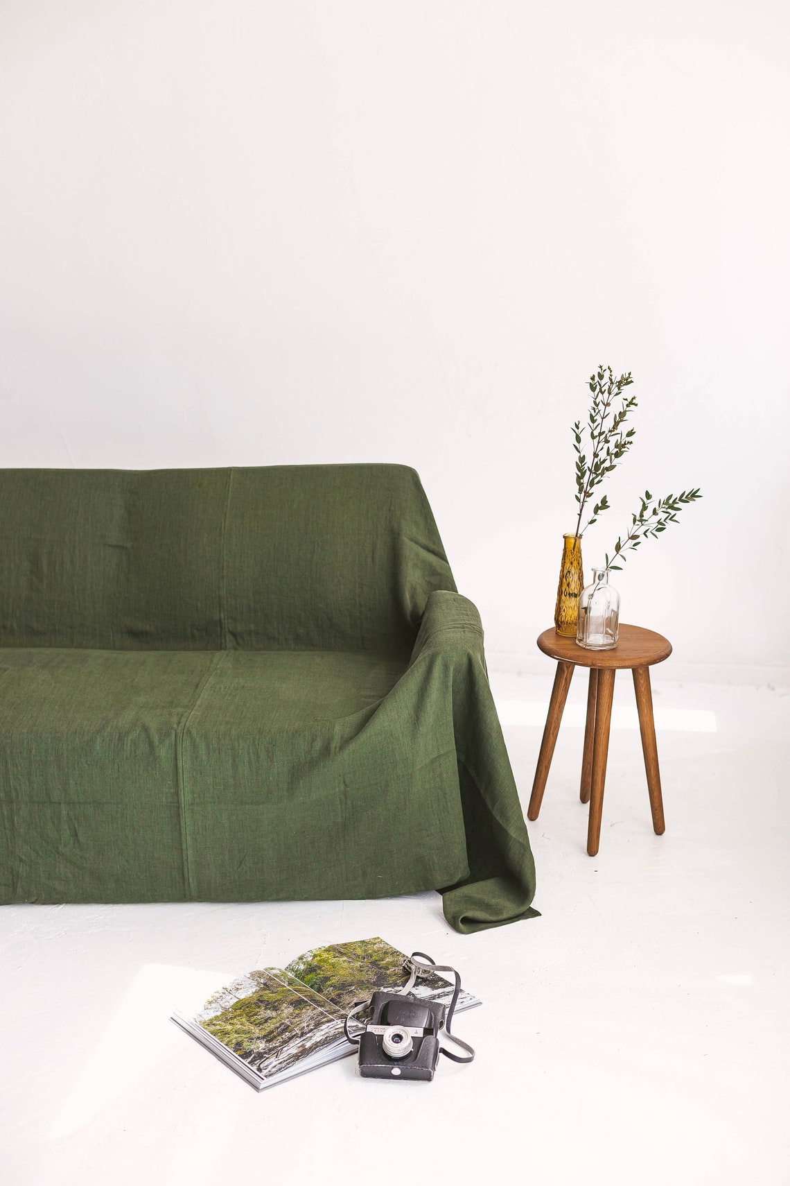 Cloud Grey Linen Couch Cover Linen Drop Cloth Couch Cover - Etsy