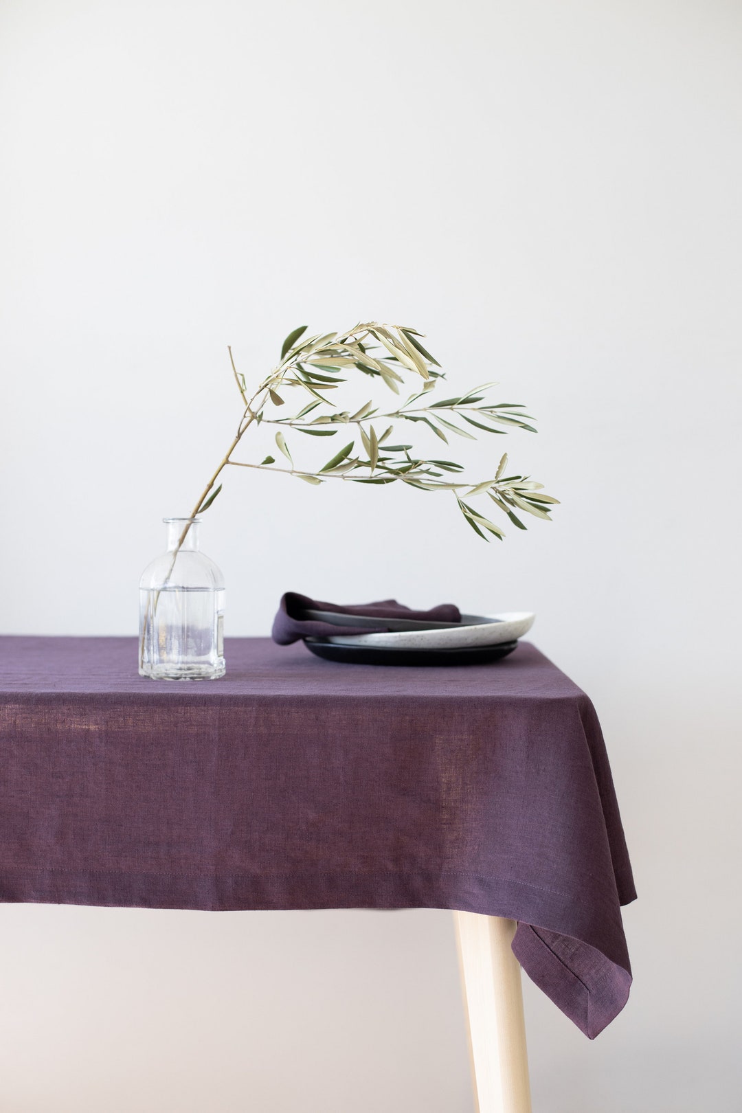 Plum Linen Tablecloth, Soft Linen Tablecloth, Linen Handmade Table ...