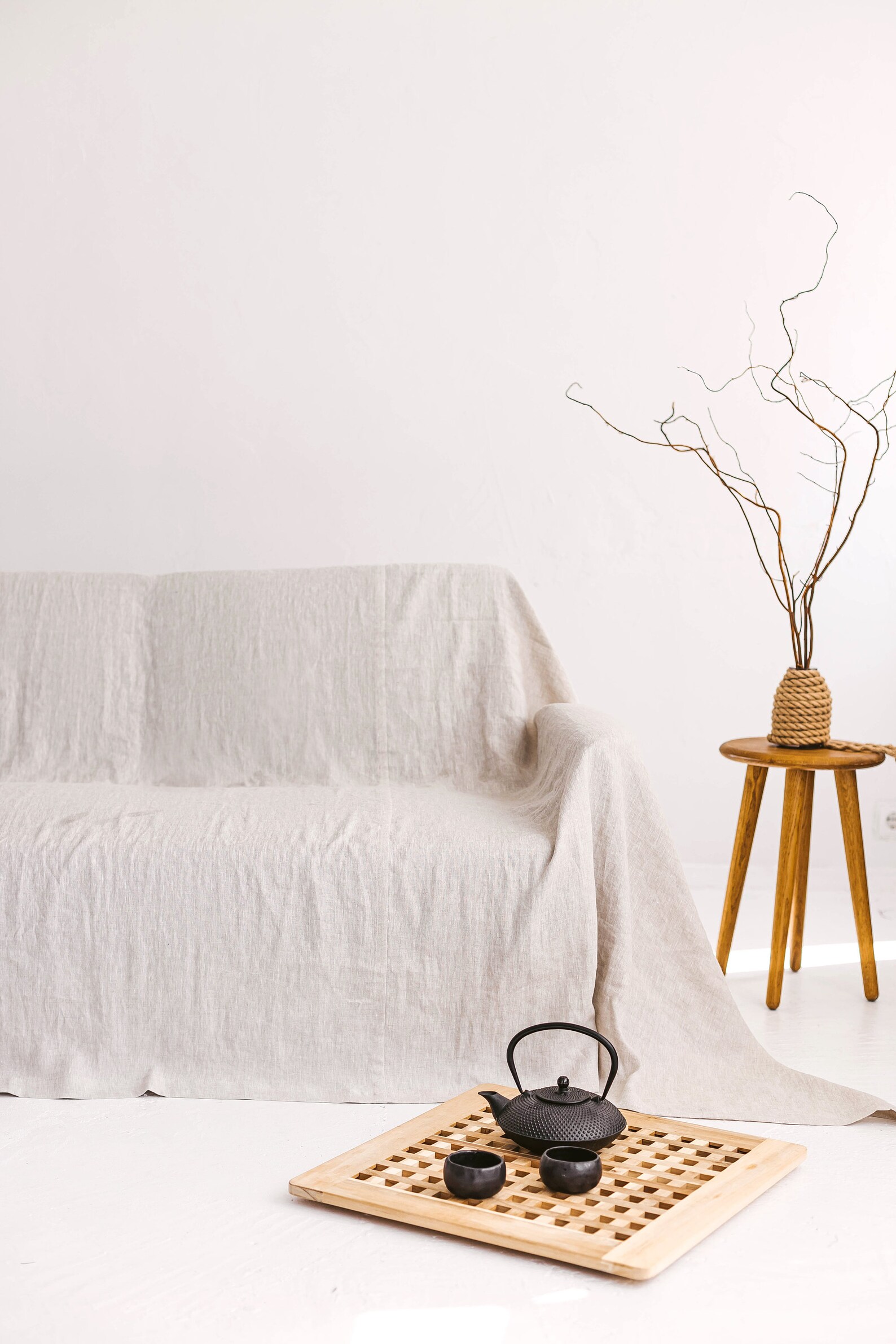 Linen Couch Cover, Linen Bedspread, Natural Sofa Cover, Linen Couch ...