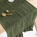 Dark Green Linen Table Runner With Ruffle, Soft Linen Table Runner ...