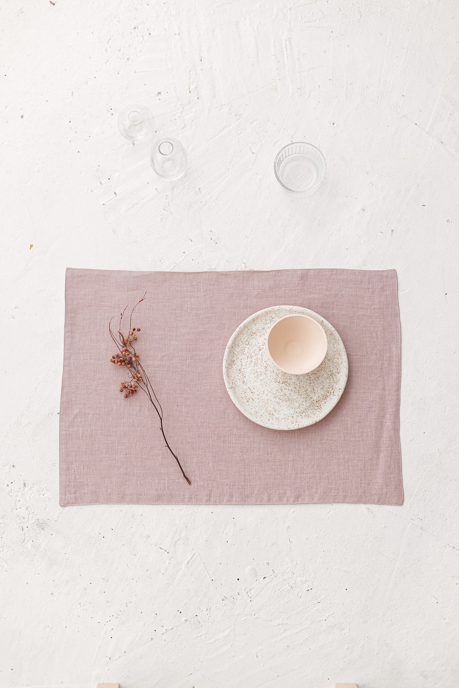 Plum Linen Table Placemat Set, Softened Linen Dinner Tablemats Set ...