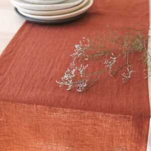 Rusty Linen Table Runner, Burnt Brick Table Linens, Terracotta Linen ...