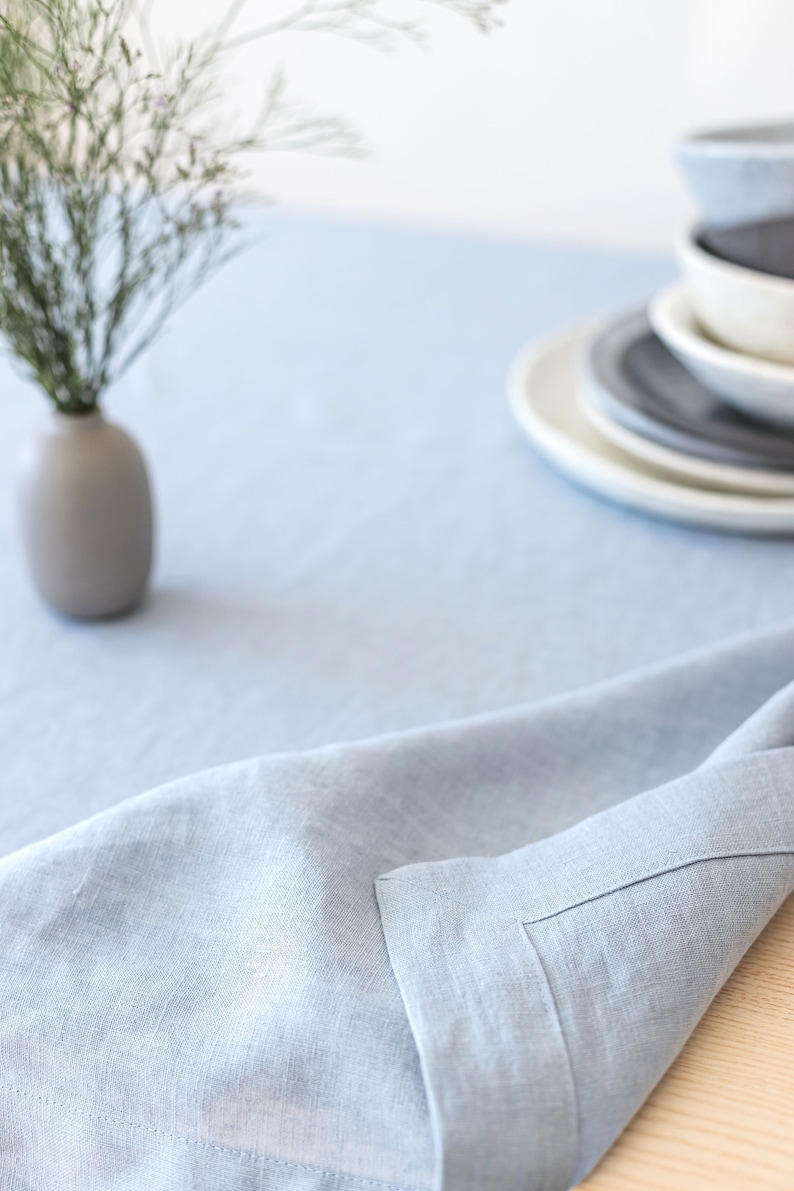 Ice Blue Linen Tablecloth Soft Linen Tablecloth Linen - Etsy