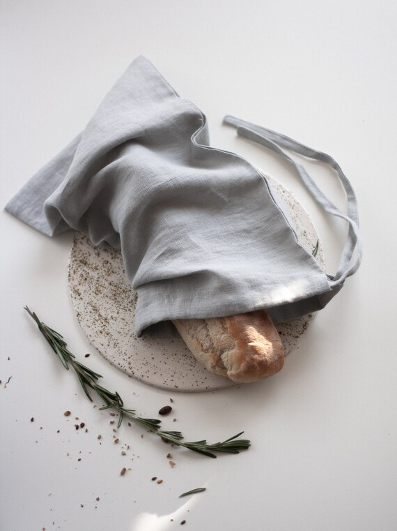 Light Grey Linen Bread Bag Set Linen Bread Storage Bag | Etsy