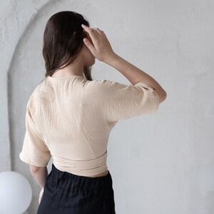 Muslin Wrap Blouse, Gauze Wrap Top, Rust Wrap Blouse, Cotton Wrapped ...