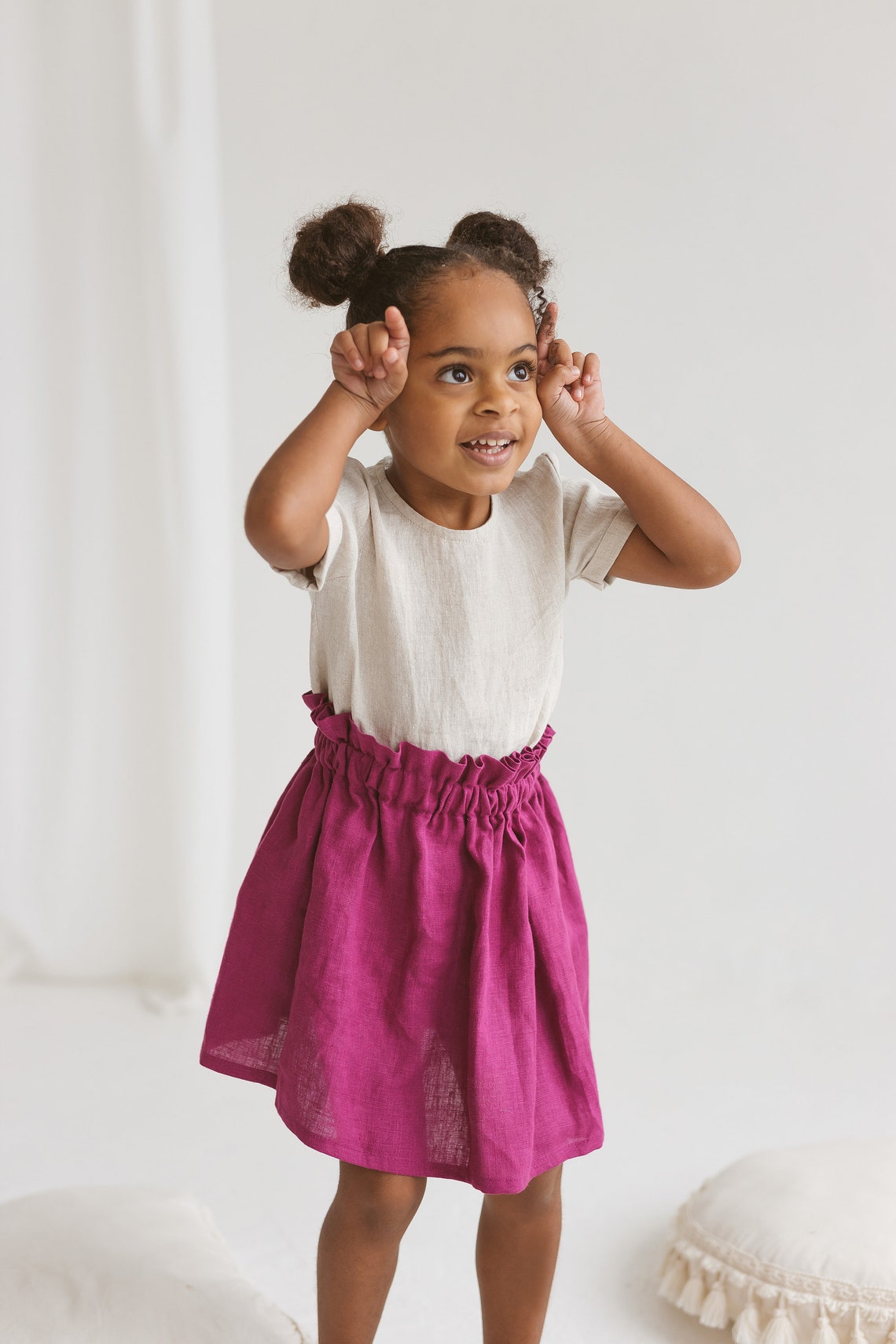 Girls Linen Skirt,short Linen Skirt for Girl,linen Pink Girls Skirt ...