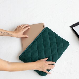 Linen Laptop Sleeve,linen Computer Case,quilted Linen MacBook Case ...