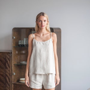 Natural Linen Pajama Set,linen Two Piece Pajama Set,linen Pajama Short ...