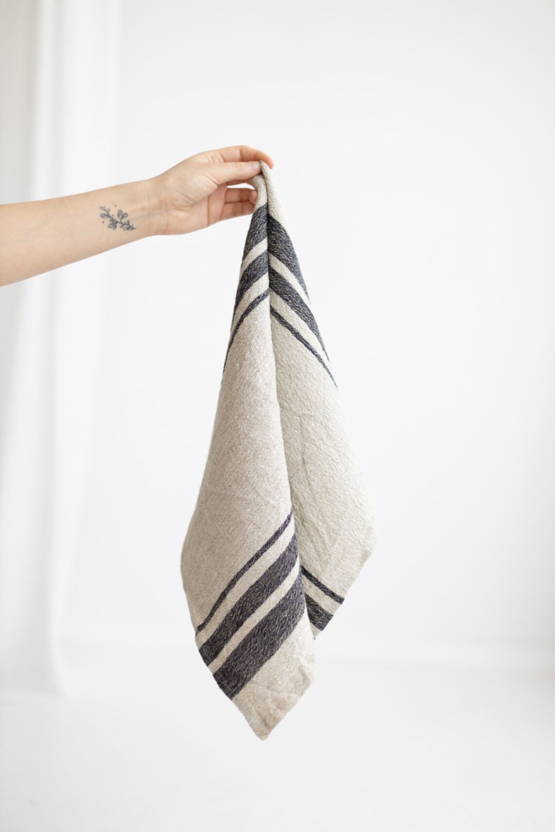 Striped Linen Tea Towels - Set of 2, Rustic Linen Tea Towels, Linen ...