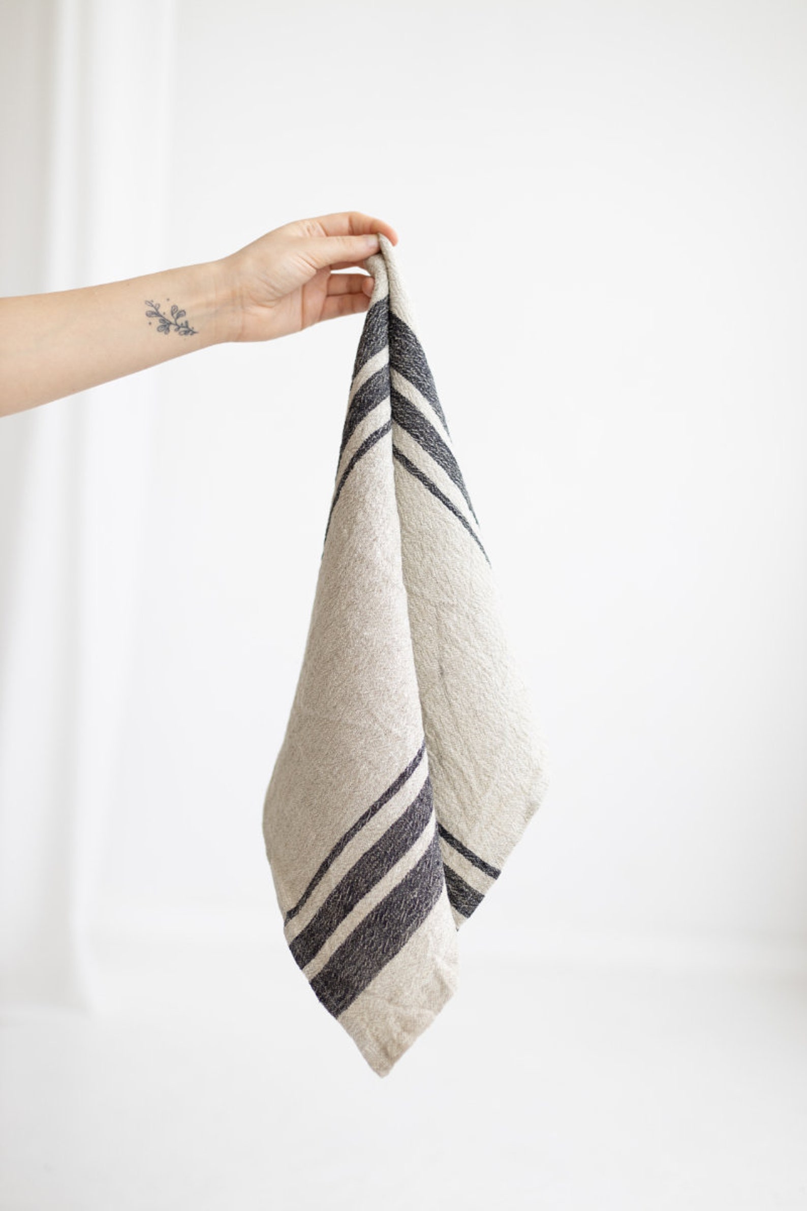 Striped Linen Tea Towels Set of 2, Rustic Linen Tea Towels, Linen ...