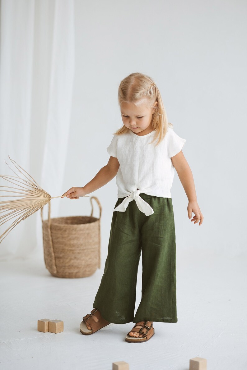Girls Linen Culottes Unisex Linen Pants Kids Linen Culotte - Etsy