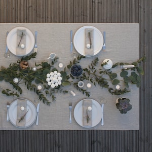 Set of Natural Linen Tablecloth and 4 Napkins,linen Tablecloth and ...