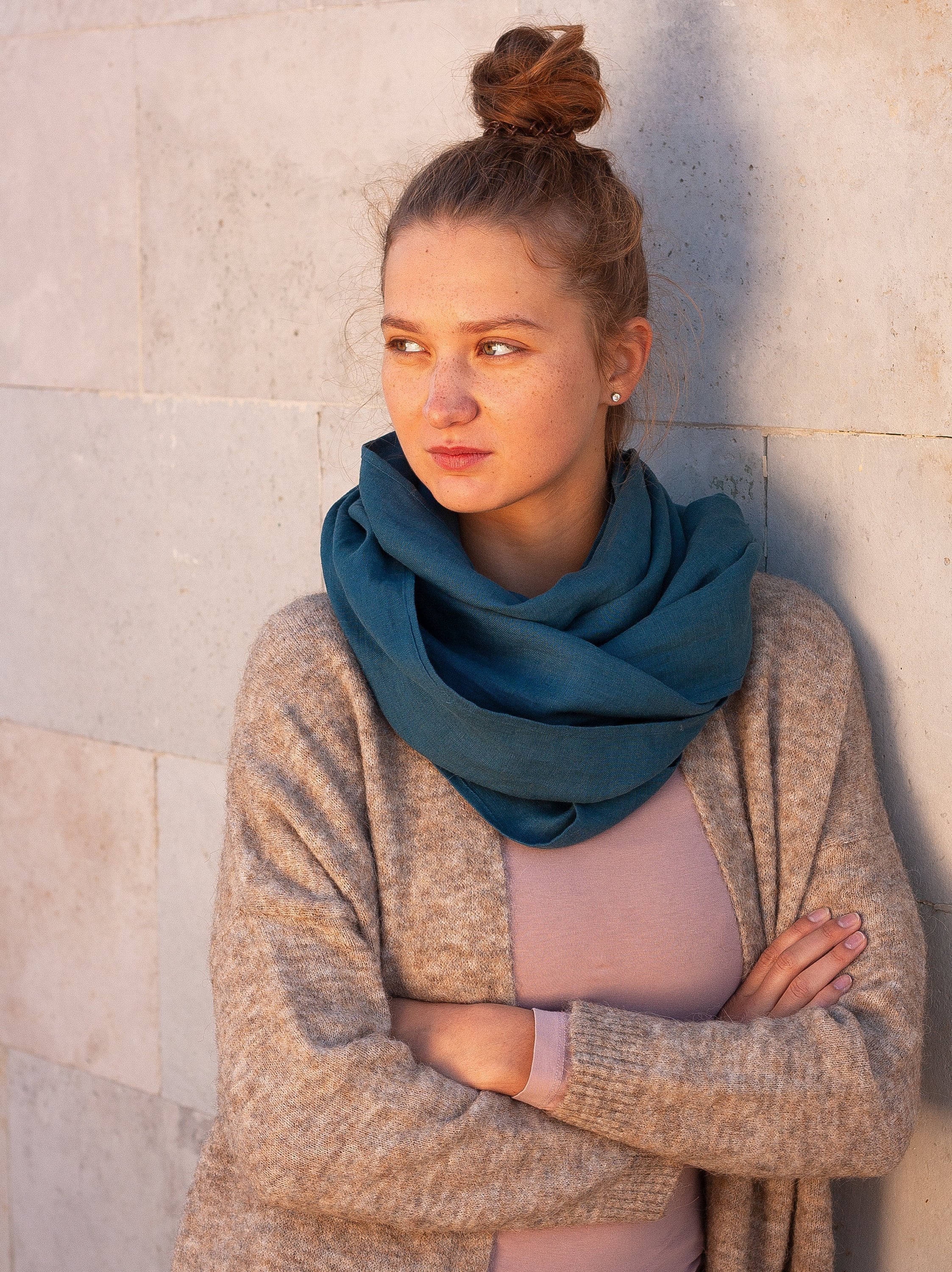 Unisex Blue Natural Linen Scarf Soft Teal Linen Scarf Dark - Etsy