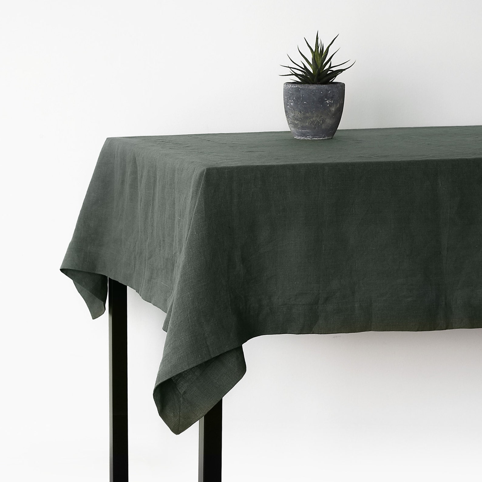 Pure and Natural Grey Linen Tablecloth With Mitered Corners - Etsy
