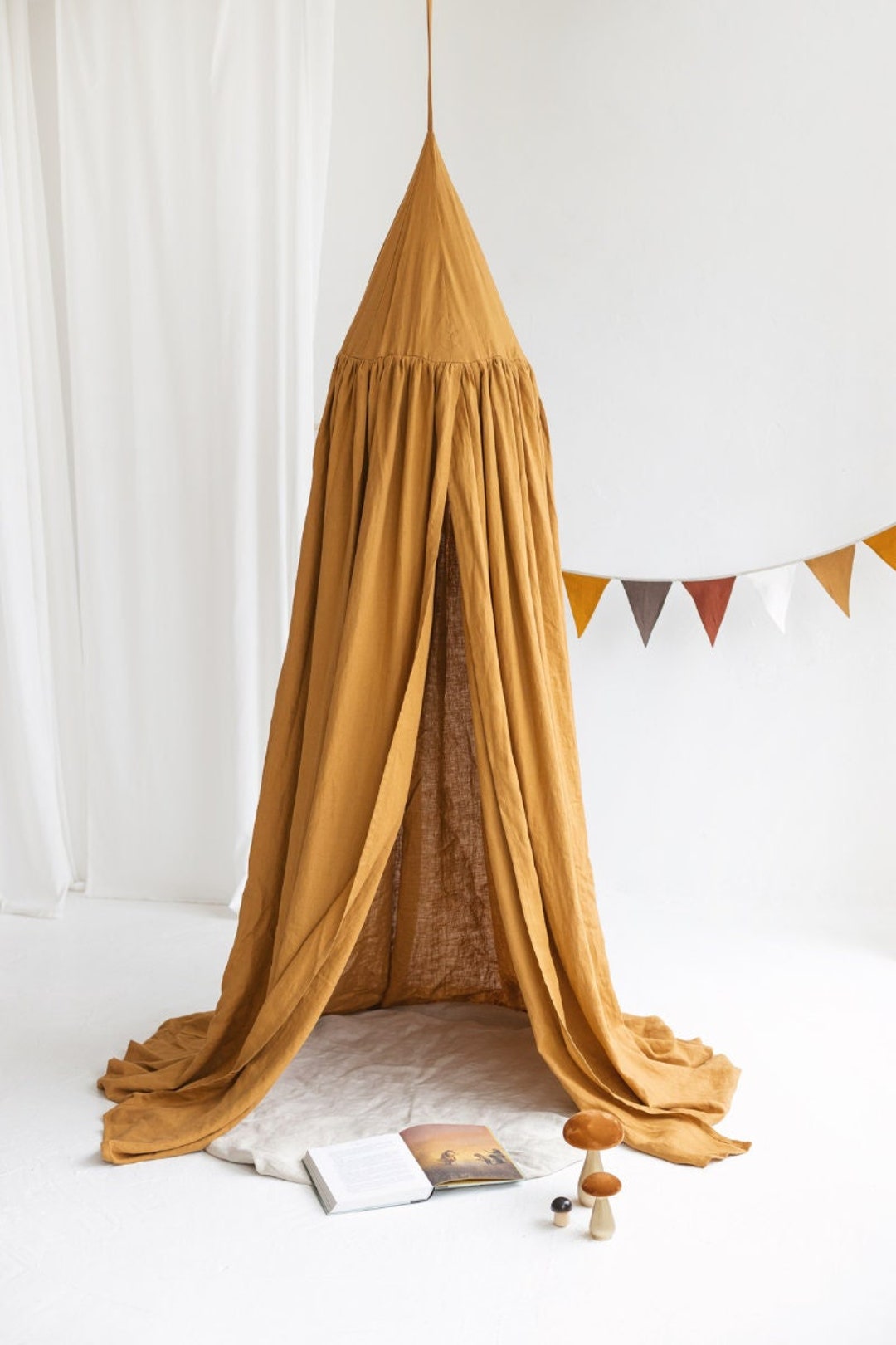 Rusty Linen Canopy, Bed Hanging Canopy, Linen Nursery Canopy, Kids Room ...