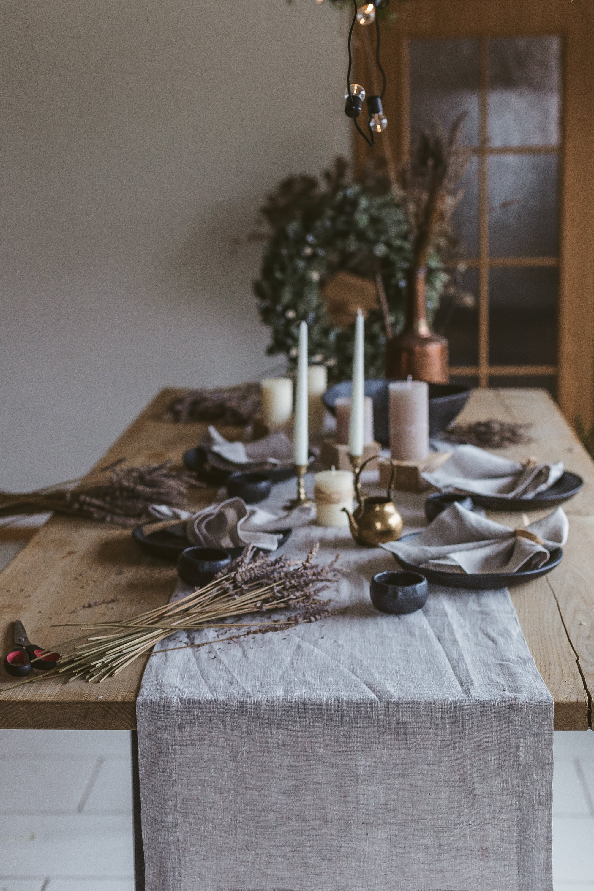 Linen Table Runner,softened Table Linens,gray Washed Table Linen Decor ...